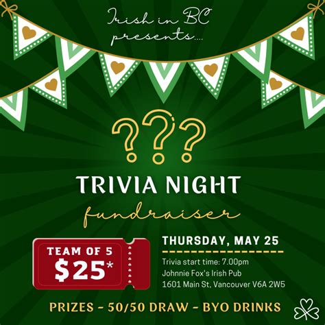 Upcoming Irish In Bc Trivia Night Fundraiser Irish In Bc