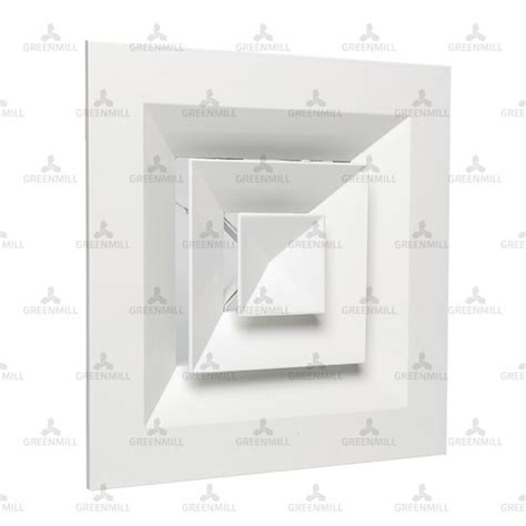 295mm Sq 150mm Neck 4 Way White Ceiling Diffuser