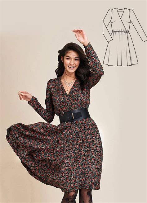 Patrón vestido cruzado con manga farol en PDF