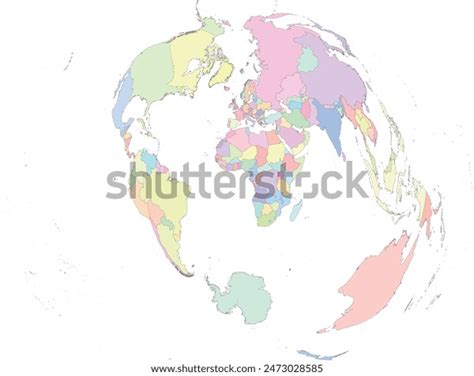 World Map Countries Sphere Polyconic Projection Stock Vector Royalty