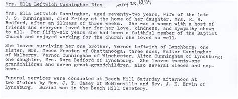 Elnora Leftwich Cunningham 1866 1939 Find A Grave Memorial