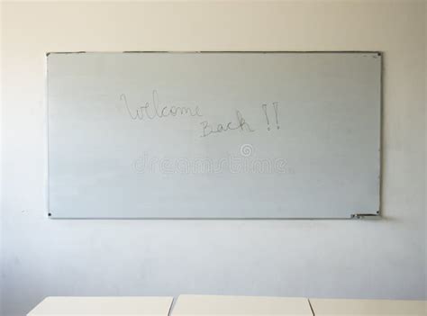 Whiteboard On A Classroom With A Welcoming Message Stock Image Image
