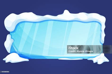 Tombol Es Bingkai Beku Dengan Salju Menu Level Dalam Gaya Kartun
