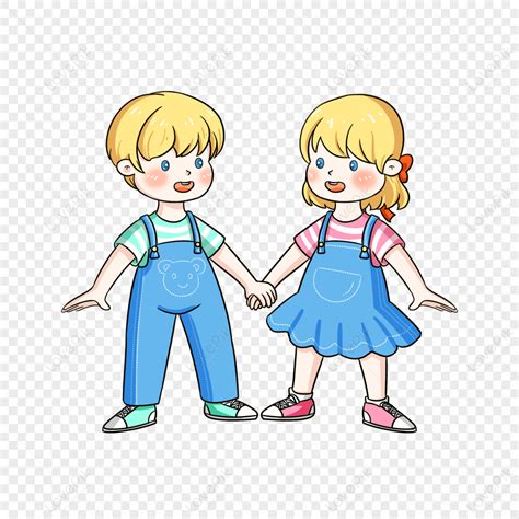 쌍둥이 일러스트 손을 잡고 클립 아트 생활 양식 장난꾸러기 Png 일러스트 무료 다운로드 Lovepik