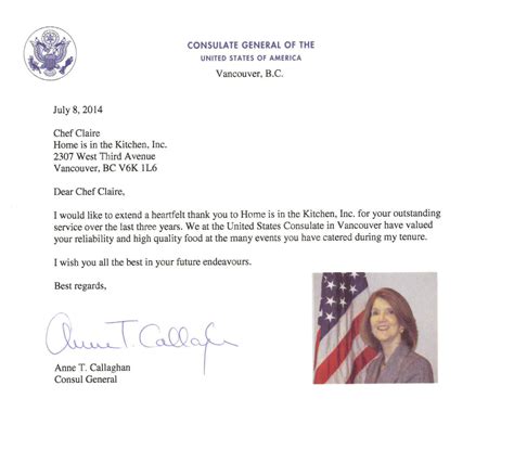 Chefclaires Letter Of Recommendation From The Consulate Of The Usa