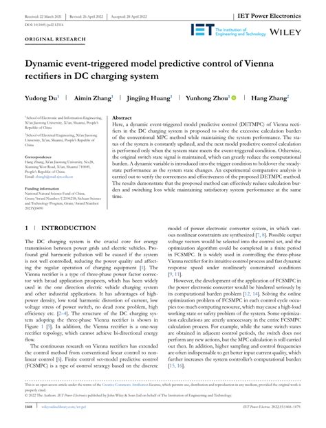 Pdf Dynamic Event‐triggered Model Predictive Control Of Vienna