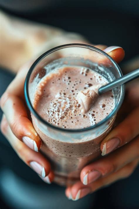 Close Up Of A Girl Athlete Holding A Protein Shake Selective Focus