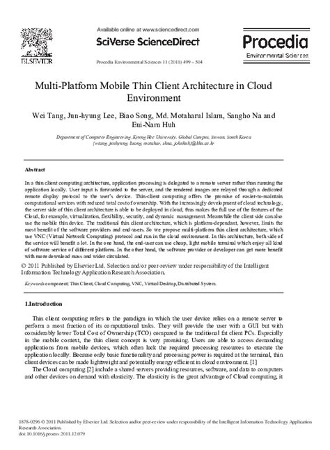pdf multi platform mobile thin client architecture in cloud environment