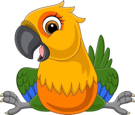 Guacamayo Divertido De Dibujos Animados Que Presenta En Blanco Vector