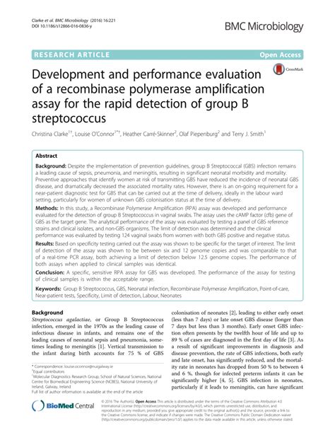 Pdf Development And Performance Evaluation Of A Recombinase