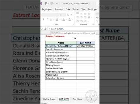 Extract Last Name Using TEXTAFTER Function In Excel Excel Names How To Split