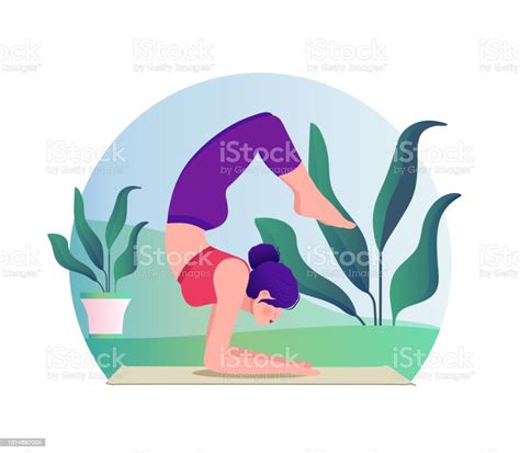 여성 요가 연꽃 포즈의 일러스트와 창조적 인 포스터 또는 배너 디자인 요가 연습 벡터 그림입니다 젊고 행복한 여자는 명상합니다 개체 그룹에 대한 스톡 벡터 아트 및 기타