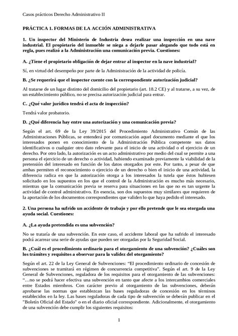 Casos Prácticos De Derecho Administrativo Ii Ejercicios De Derecho