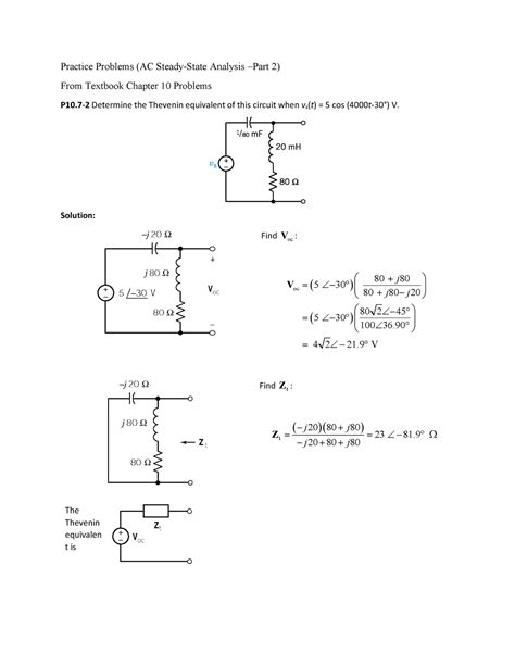 Practice Problems Ac Steady State Analysis Part 2 Solution Find V Oc