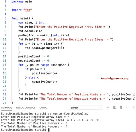 Go Program To Count Positive And Negative Numbers In An Array