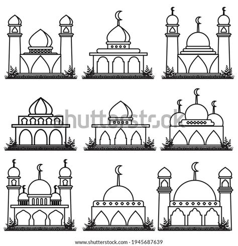 Illustration Icon Mosque Template Bundle Stock Vector Royalty Free