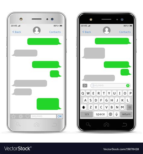 Mobile Phones With Sms Chat Messenger Window Vector Image