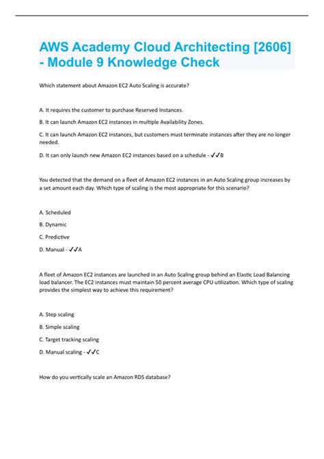 aws academy cloud architecting [2606] module 9 knowledge check