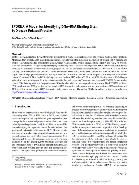 Epdrna A Model For Identifying Dnarna Binding Sites In Disease Related Proteins