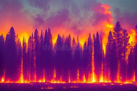 Intensas Llamas De Un Masivo Aire Generador De Incendios Forestales