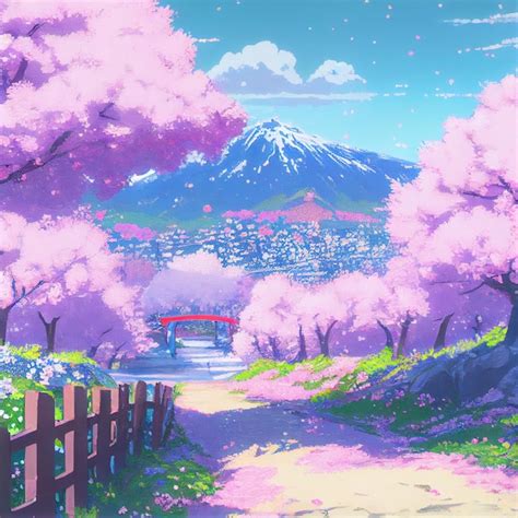 Premium Photo Mount Fuji And Cherry Blossom Trees Landscape Japanese