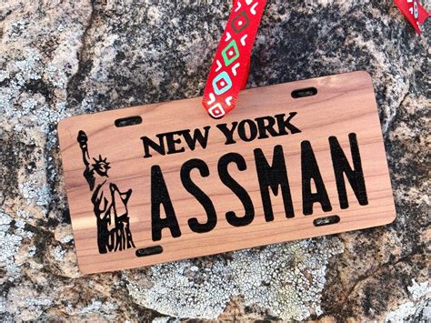 Assman Funny Wooden Christmas Ornament Cosmo Kramer New York License