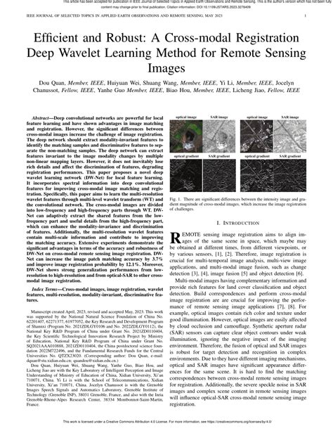 Pdf Efficient And Robust A Cross Modal Registration Deep Wavelet Learning Method For Remote