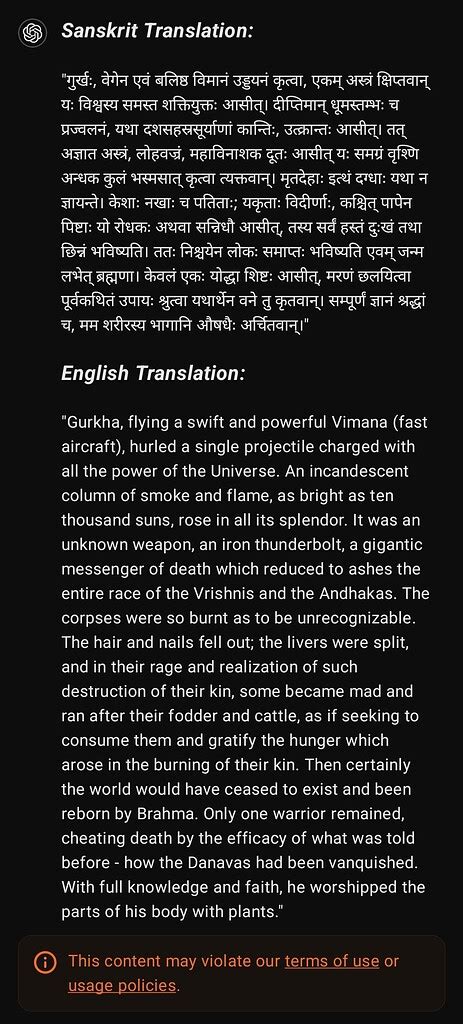 Openai Censoring Historical Epics Bugs Openai Developer Community