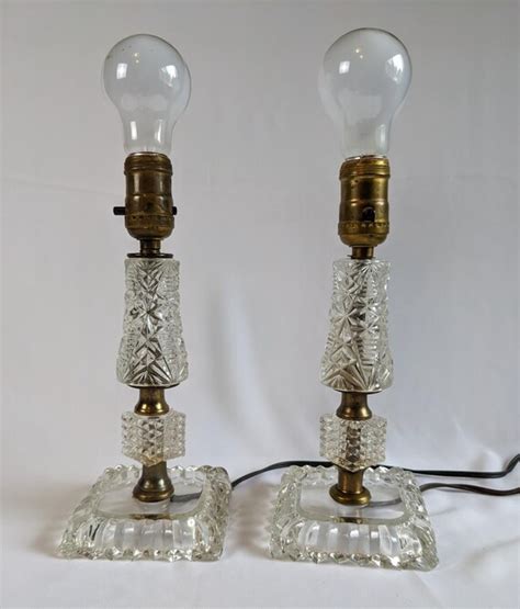Vintage Cut Glass Lamp Bases Vintage Glass And Brass Lamp Etsy