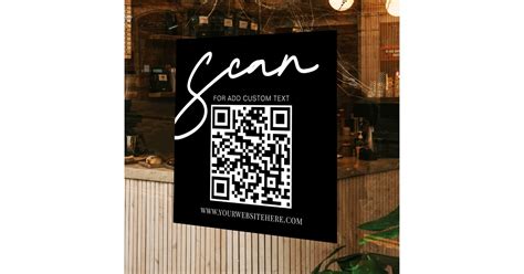 Minimalist Modern Black Scan Here Business Qr Code Window Cling Zazzle