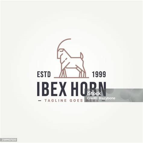 큰 뿔 Ibex 간단한 라인 아트 로고 아이콘 템플릿 벡터 일러스트 레이 션 디자인 긴 뿔을 가진 미니멀리스트 Ibex 염소