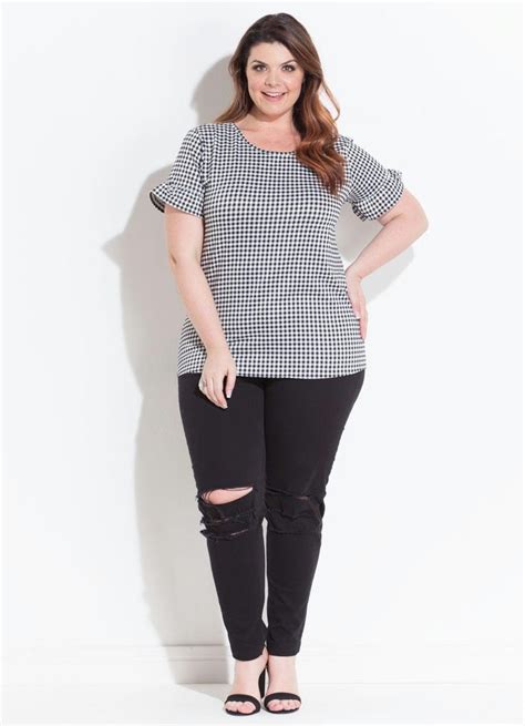 Quintess Blusa Mullet Babado Xadrez Vichy Quintess