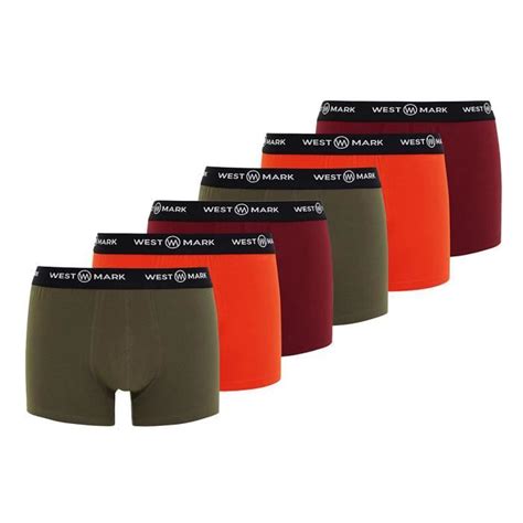 Westmark London Boxers Hommes Oscar Lot De 6 Orange Khaki Bordeaux