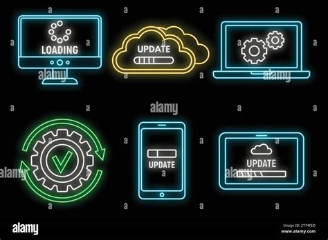 Computer System Update Icons Set Outline Set Of Computer System Update