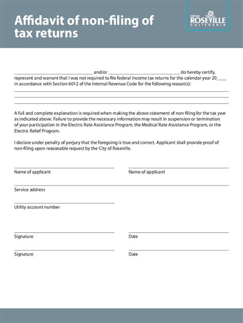 Fillable Online Affidavit Of Non Filing Of Income Tax Return Form