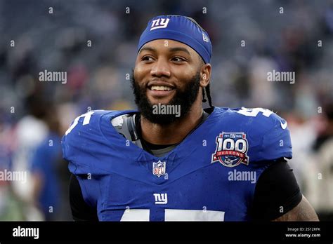 New York Giants Linebacker Tomon Fox 45 Reacts After An Nfl Football
