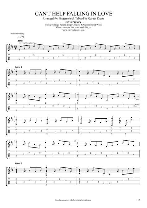 Cant Help Falling In Love Tab By Elvis Presley Guitar Pro Guitar