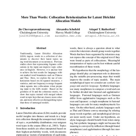 More Than Words Collocation Retokenization For Latent Dirichlet