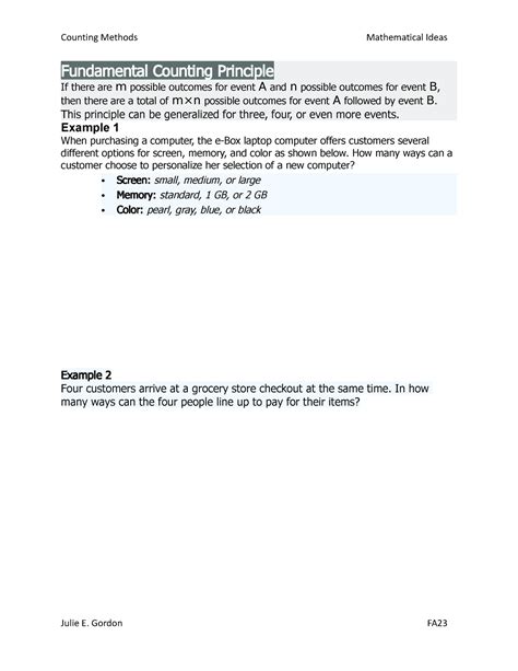 Jg 3 6 Counting Methods 1 Fundamental Counting Principle If There Are