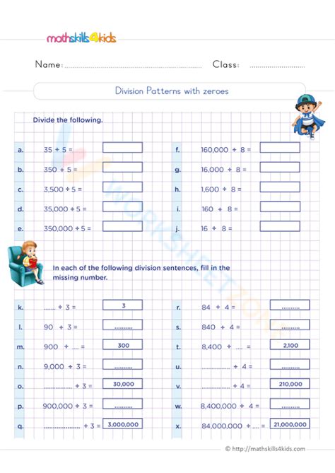 Division Patterns With Zeroes Worksheet