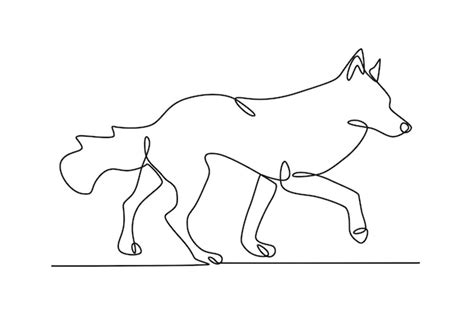 Un Loup Court La Recherche D Une Proie Loup Dessin En Ligne Vecteur