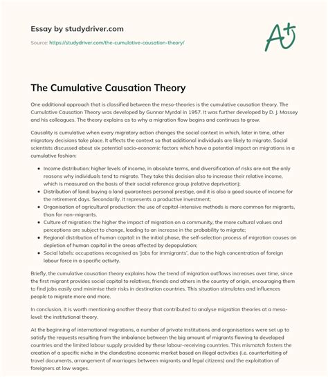 The Cumulative Causation Theory Free Essay Example