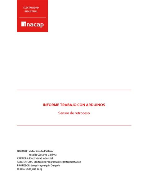 Informe Trabajo Con Arduino Pdf