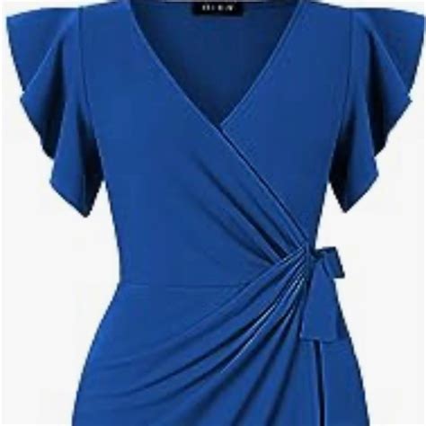 Dresses Womens Deep V Neck Ruffle Sleeve Sheath Casual Cocktail Party