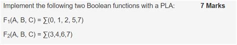 Solved Implement The Following Two Boolean Functions With A Chegg