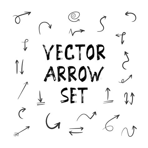 Grunge Sketch Handmade Watercolor Doodle Arrow Set Stock Vector