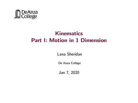 PDF Kinematics Part I Motion In Dimensionnebula Deanza Edu Lanasheridan A Phys A