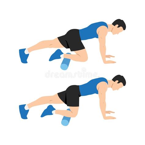 Man Doing Foam Roller Anterior Tibialis Or Shin Stretch Stock Vector