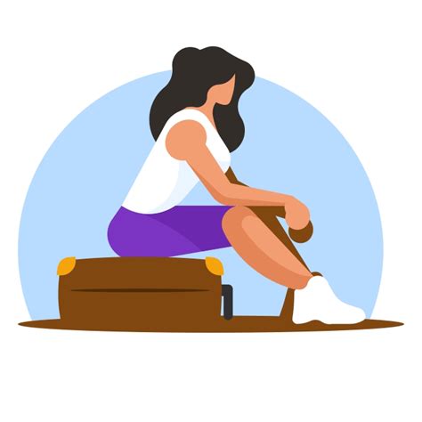 Garota Sentada Em Uma Mala Royalty Free Stock SVG Vector And Clip Art