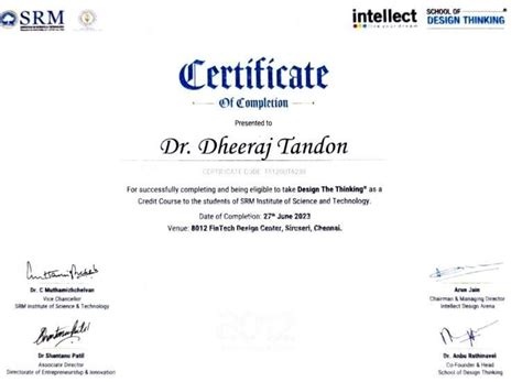 dr dheeraj tandon on linkedin design thinking course completion